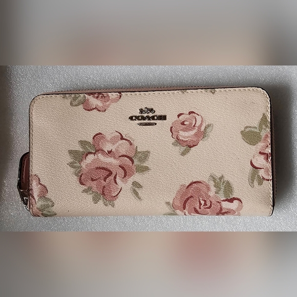 Coach | Bags | Coach Pink Floral Wallet | Poshmark